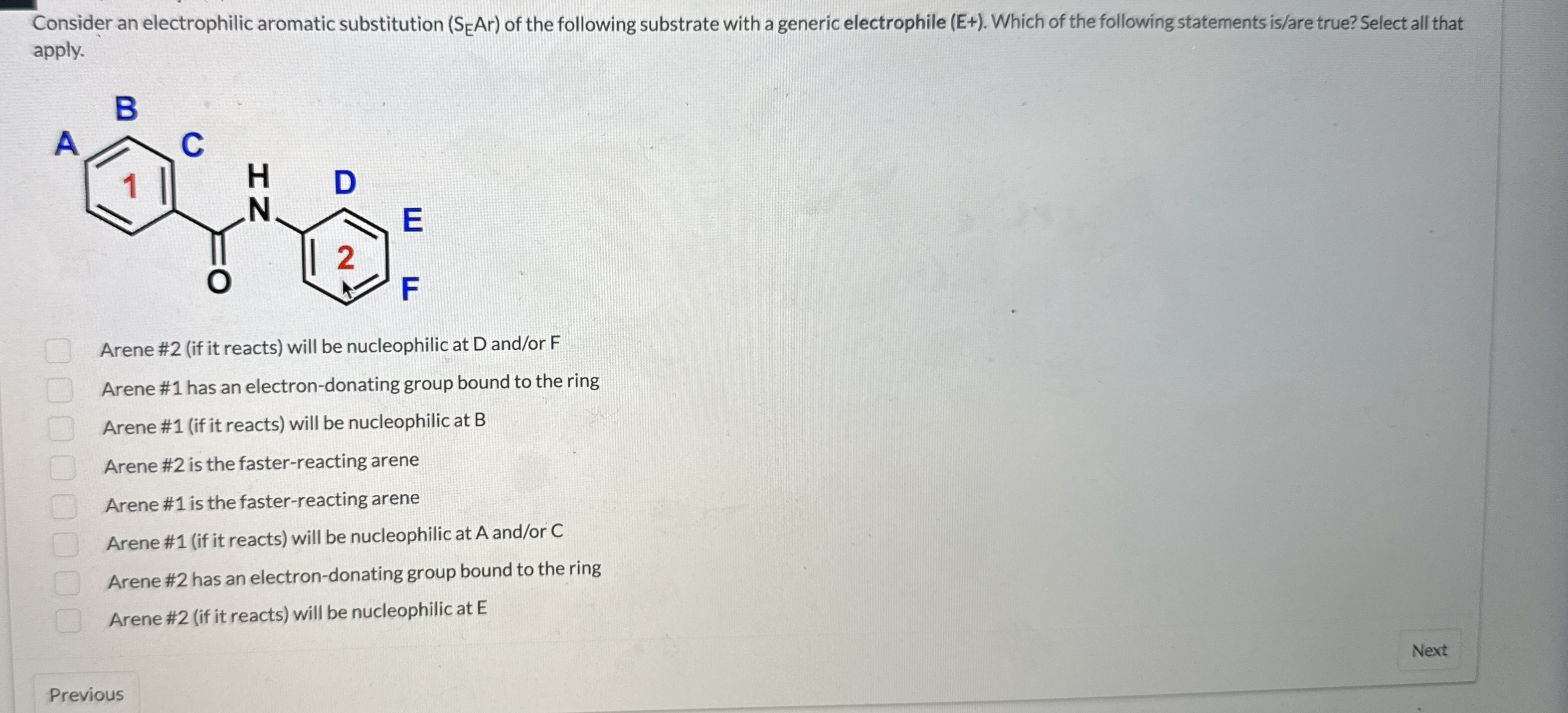 Solved Consider an electrophilic aromatic substitution | Chegg.com