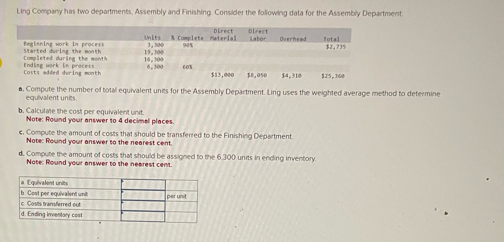 Solved Ling Company has two departments, Assembly and | Chegg.com