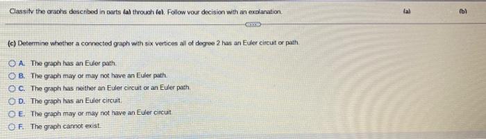 Solved (a) (b) Classity the graphs described in parts (a) | Chegg.com