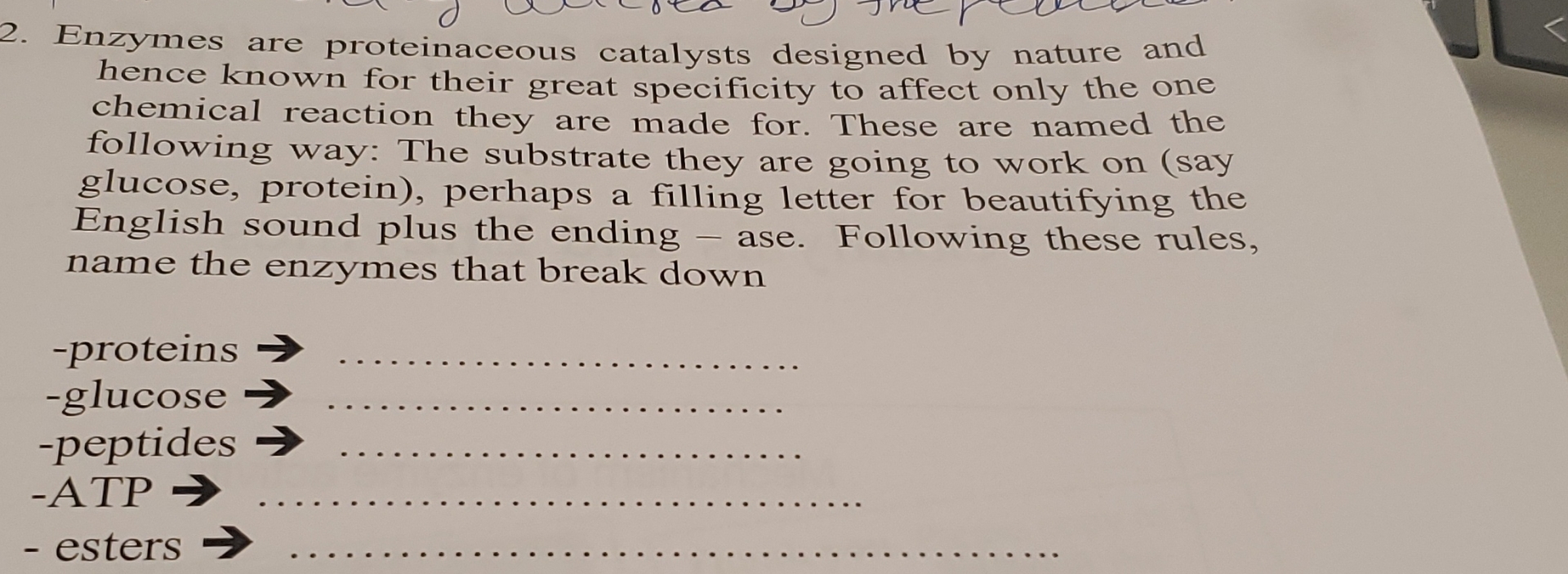 Solved Enzymes are proteinaceous catalysts designed by | Chegg.com