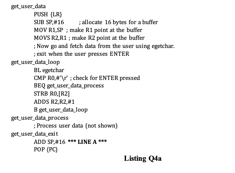 Solved (c) ﻿Listing Q4a shows an assembly language function | Chegg.com