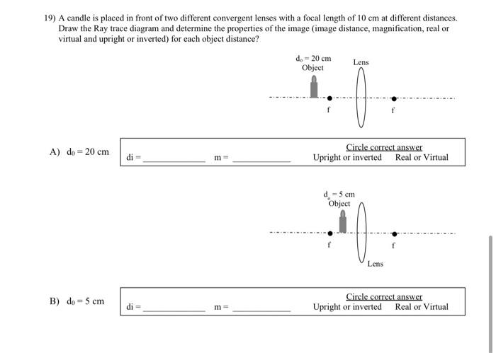 Solved 19) A candle is placed in front of two different | Chegg.com