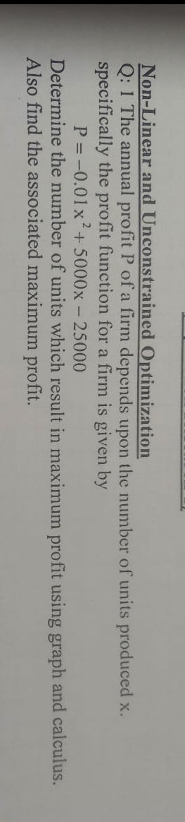 Solved Non-Linear and Unconstrained OptimizationQ: 1 ﻿The | Chegg.com