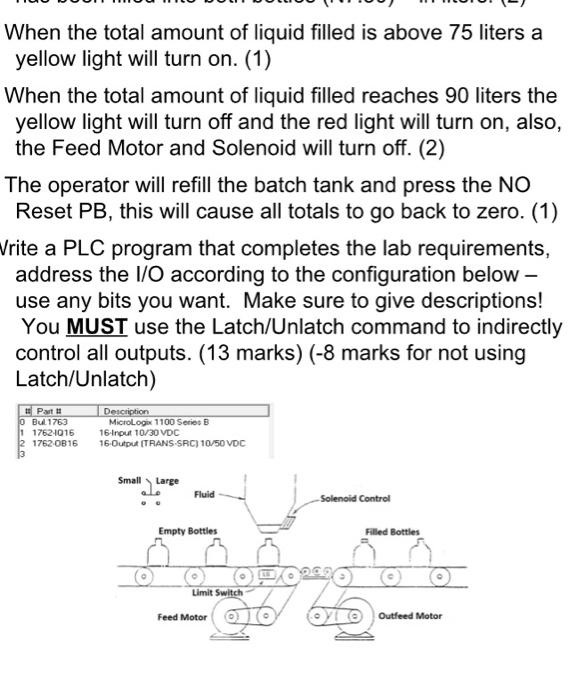 Solved Latch/Unlatch - Bottling Process The Bottle Size | Chegg.com