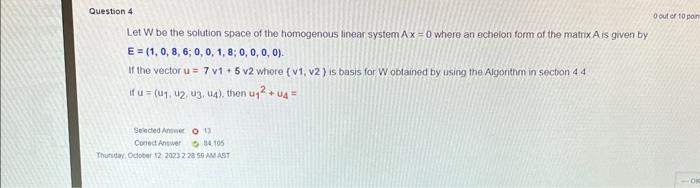 Solved Let W be the solution space of the homogenous linear | Chegg.com