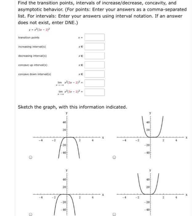 Solved Find the transition points, intervals of | Chegg.com