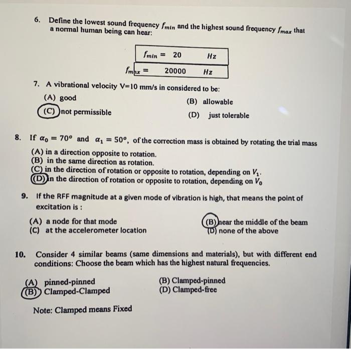 Solved 6. Define the lowest sound frequency fmin and the | Chegg.com