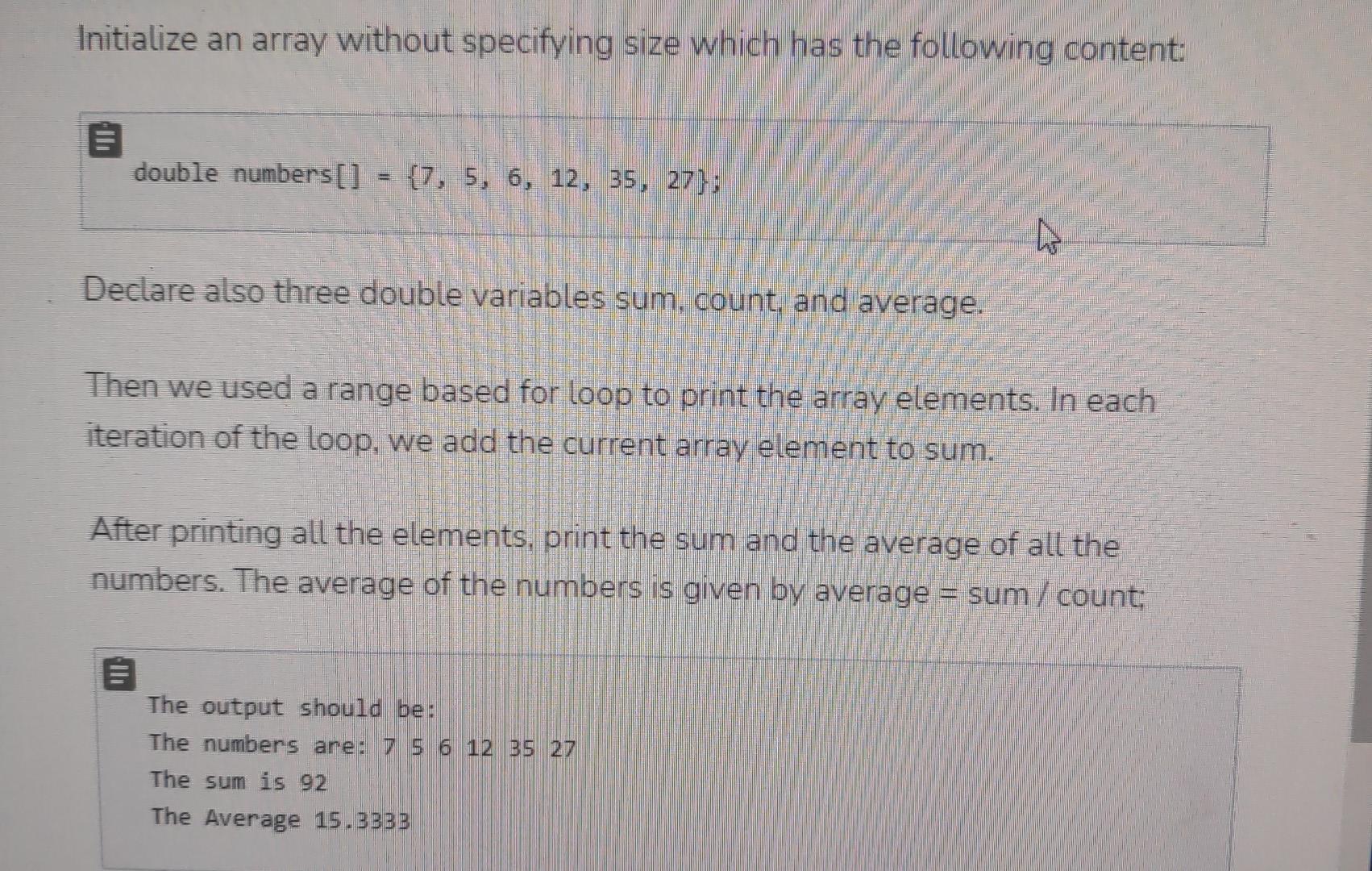 Solved Initialize An Array Without Specifying Size Which Has