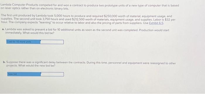 Solved ambda Computer Products competed for and won a | Chegg.com