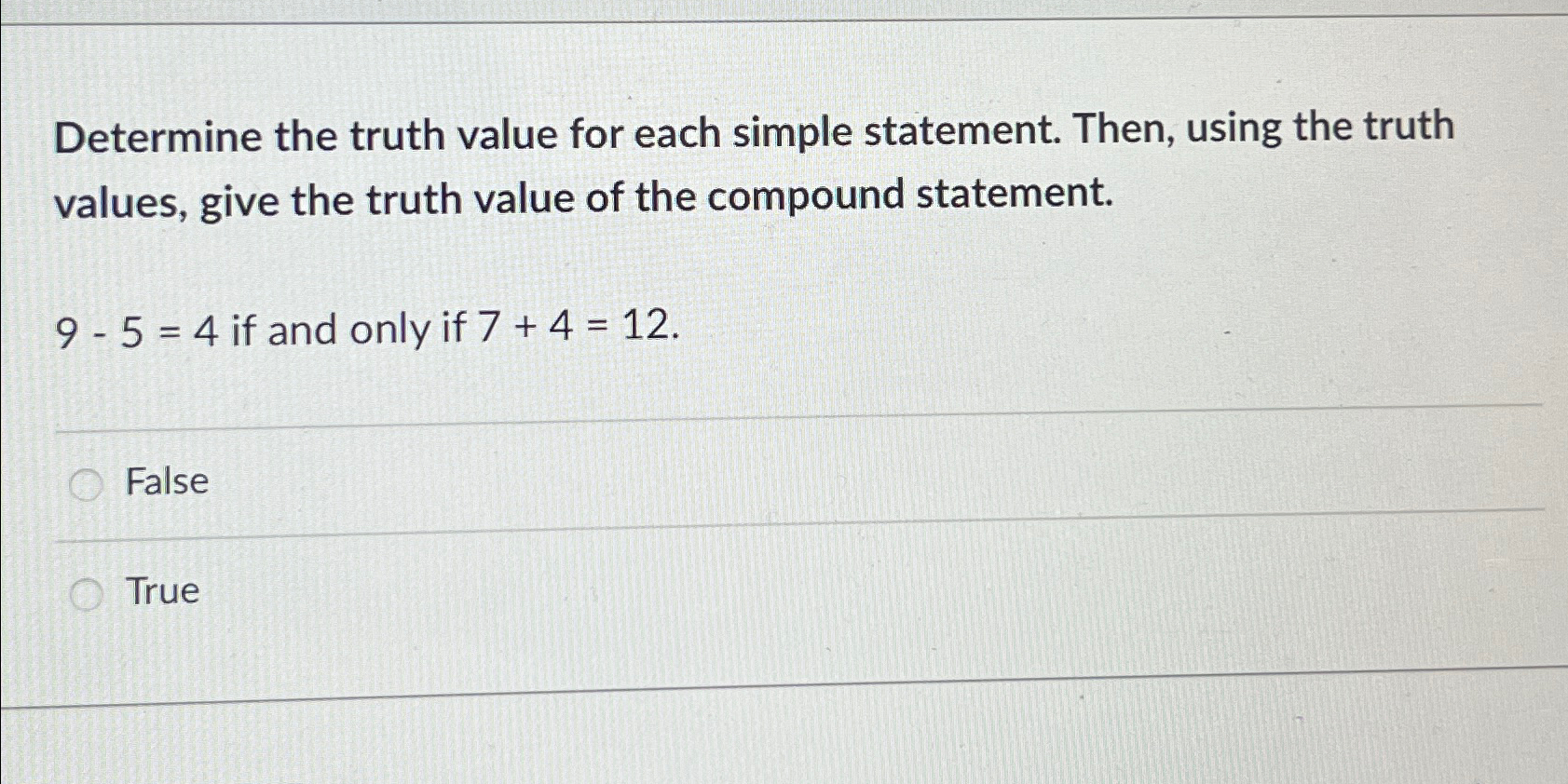 Solved Determine The Truth Value For Each Simple Statement