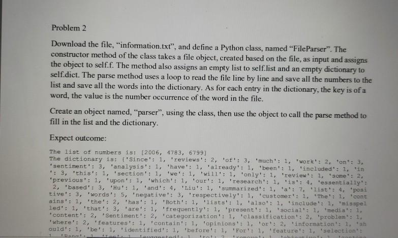 Solved Problem 2 Download the file, "information.txt", and | Chegg.com