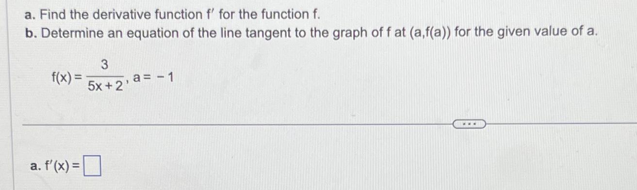Solved a. ﻿Find the derivative function f' ﻿for the function | Chegg.com