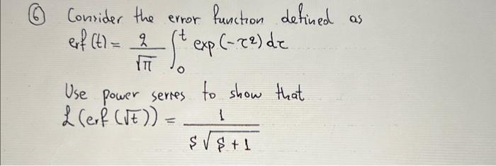 Consider the error function defined as | Chegg.com