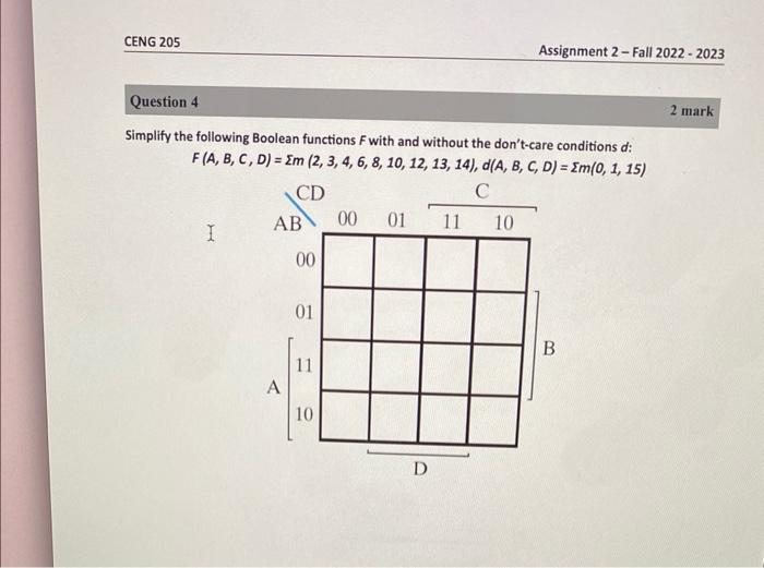 Solved Implify The Following Boolean Functions F With And 7358