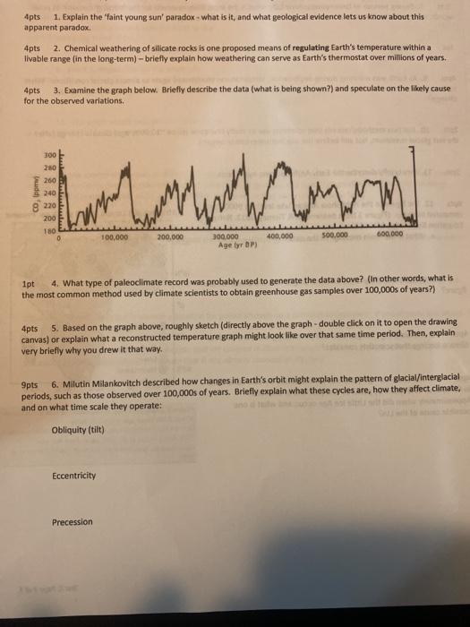 Solved 4pts 1. Explain the "faint young sun' paradox - what | Chegg.com