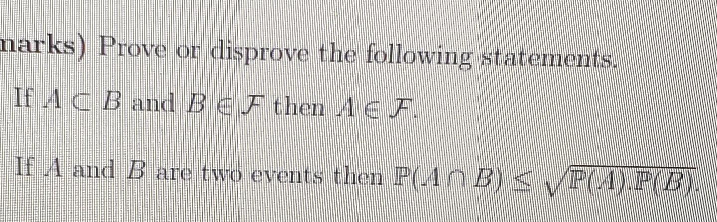 Solved marks) Prove or disprove the following statements. If | Chegg.com