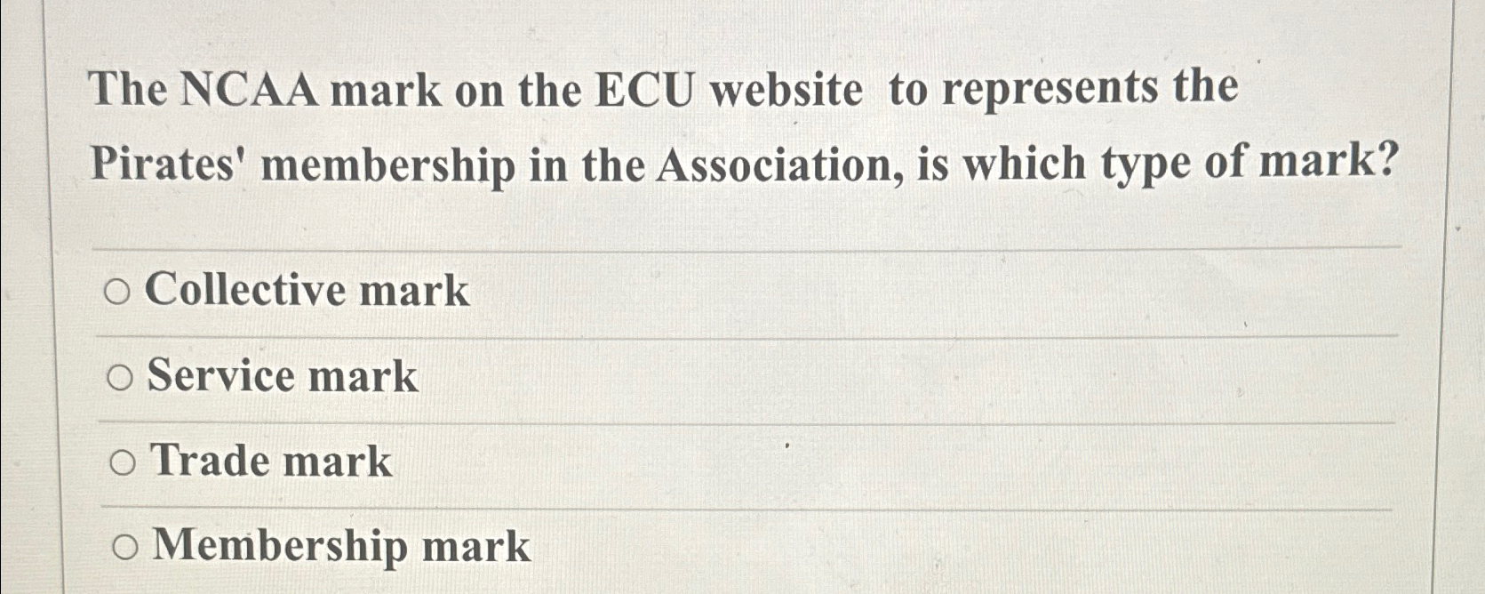 Solved The NCAA mark on the ECU website to represents the | Chegg.com