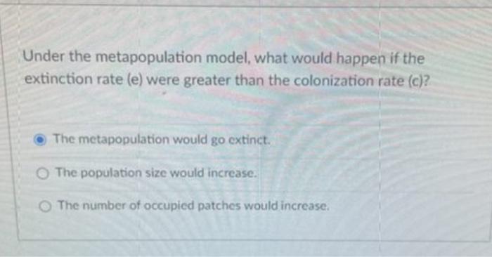 Solved In a metapopulation, the probability of subpopulation | Chegg.com