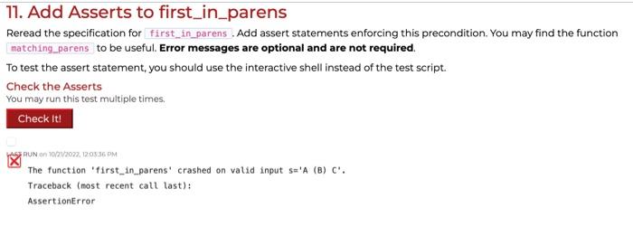 im trying add assert statements enforcing the | Chegg.com im trying add assert statements enforcing the | Chegg.com