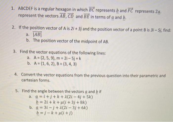 Solved 1. ABCDEF is a regular hexagon in which BC represents | Chegg.com