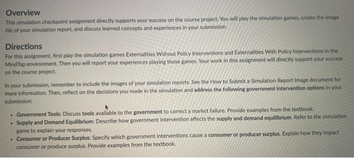 Overview This simulation checkpoint assignment | Chegg.com