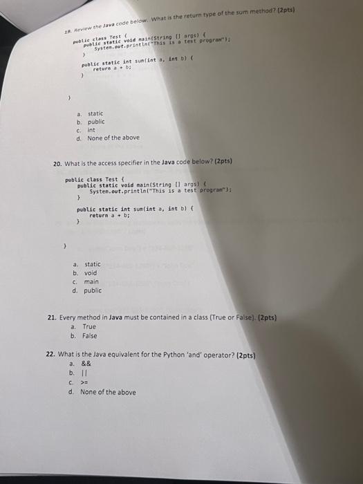 Solved 33. A lava class named perion would be defined in a | Chegg.com