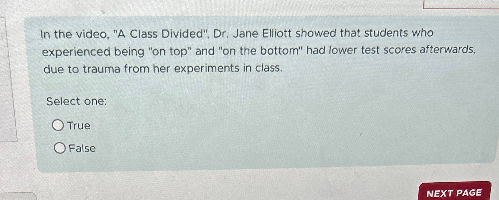Solved In the video, "A Class Divided", Dr. ﻿Jane Elliott | Chegg.com