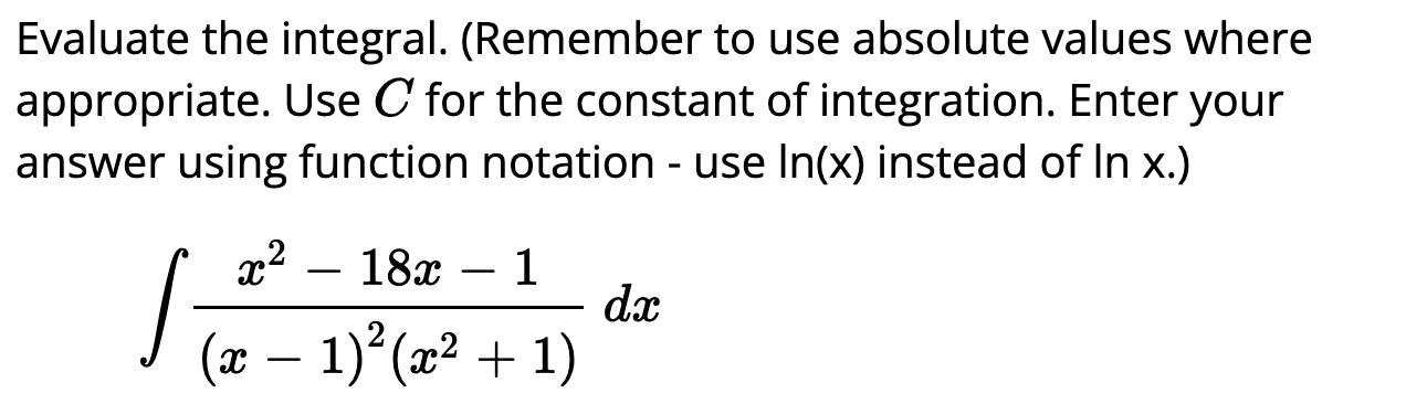 Solved Evaluate the integral. (Remember to use absolute | Chegg.com