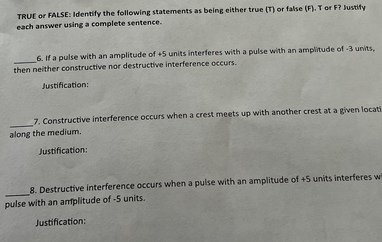 Solved TRUE or FALSE: Identify the following statements as | Chegg.com