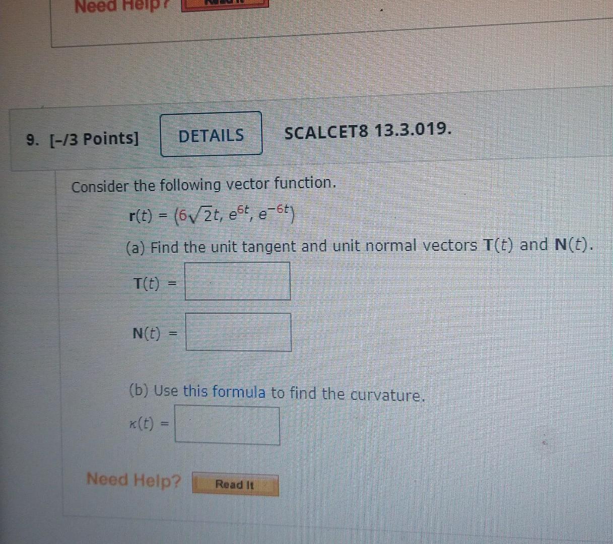 Solved Consider the following vector function. | Chegg.com