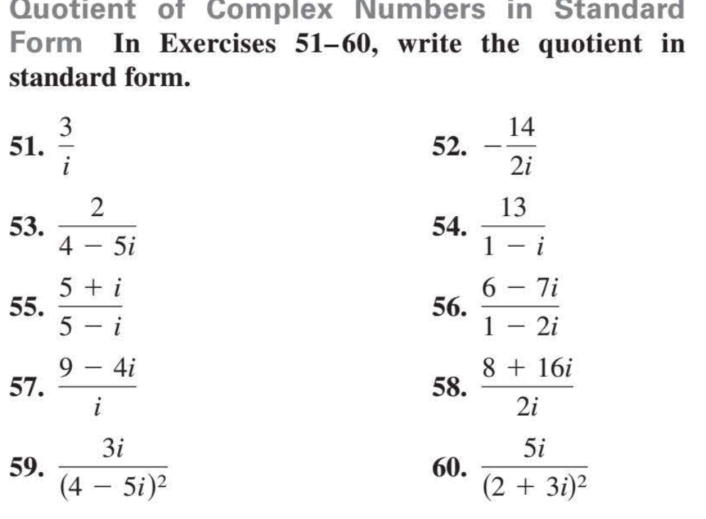 Solved can you do number 54?Quotient of Complex Numbers in | Chegg.com