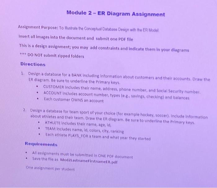 Solved Assignment Purpose: To Illustrate the Conceptual | Chegg.com