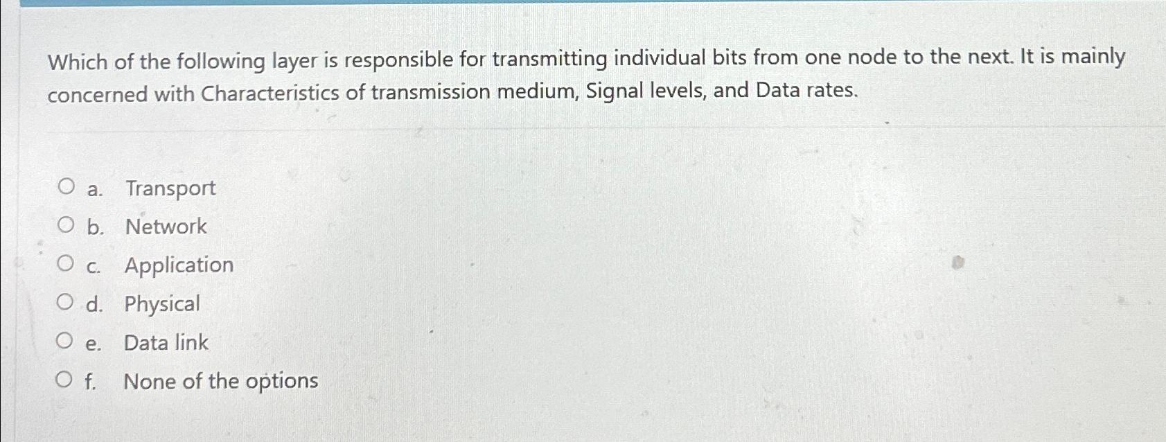 Solved Which of the following layer is responsible for | Chegg.com