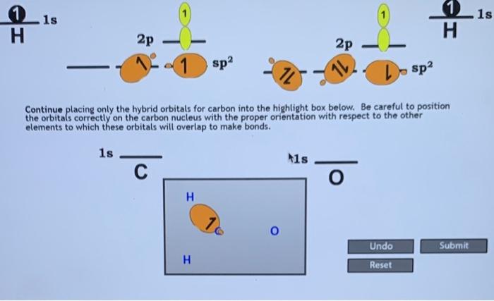 Solved ls 1s H H 2p 2p 1 sp? 2- sp? Continue placing only | Chegg.com