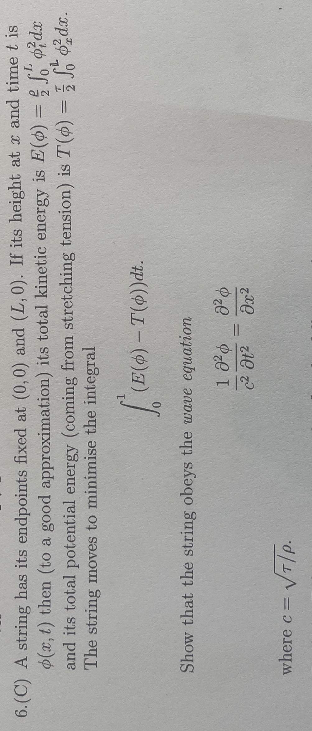 Solved 6.(C) ﻿A string has its endpoints fixed at (0,0) ﻿and | Chegg.com