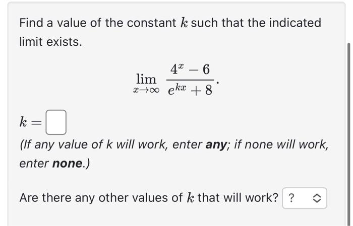 Solved Find a value of the constant k such that the | Chegg.com