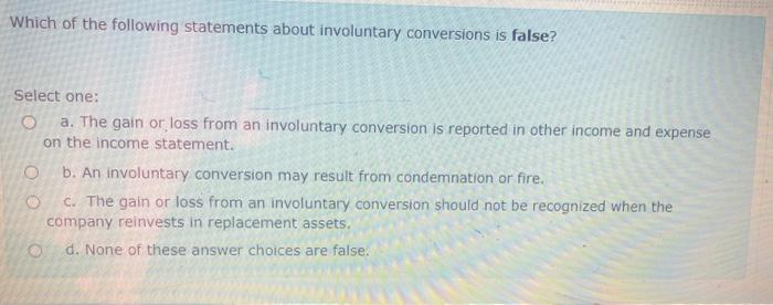 Solved Which of the following statements about involuntary | Chegg.com