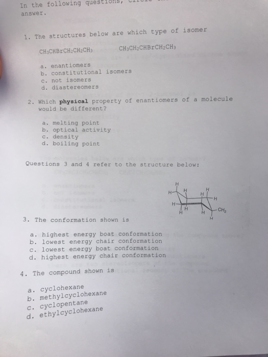 Solved In the following questions, L answer. 1. The | Chegg.com