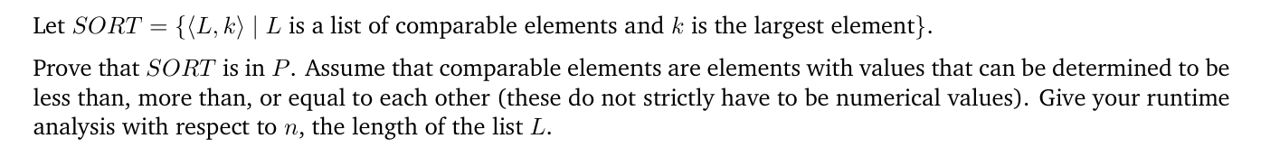 Solved Let is a list of comparable elements and k ﻿is the | Chegg.com