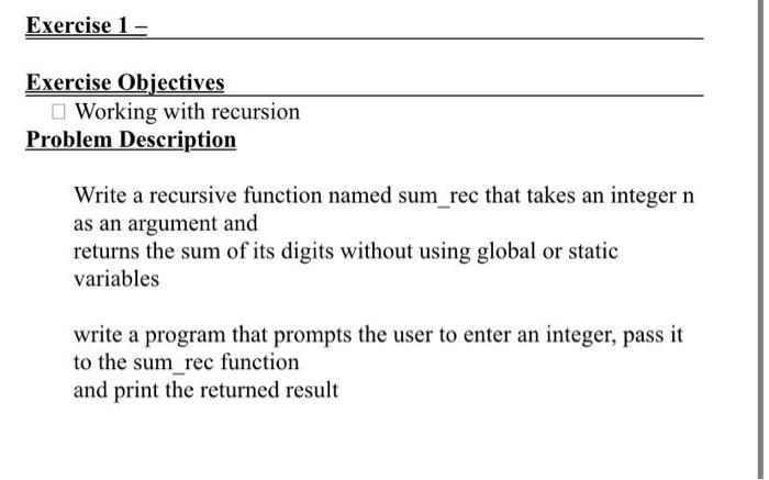 Solved Exercise 1- Exercise Objectives Working with | Chegg.com