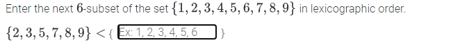Solved Enter the next 6 -subset of the set | Chegg.com