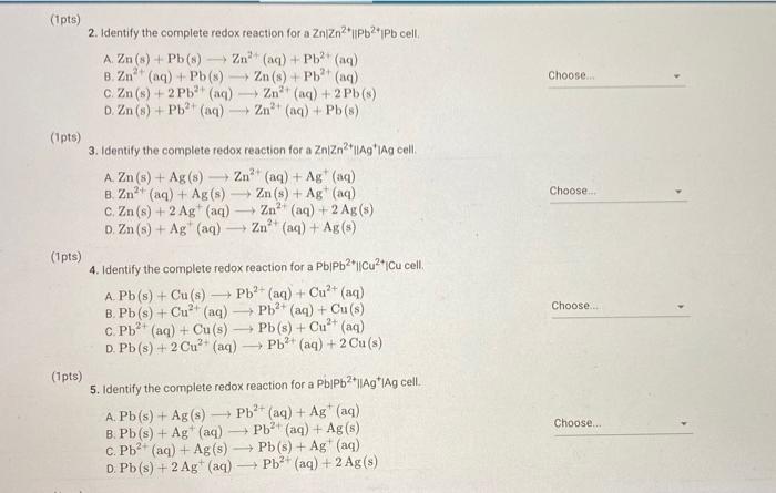 Solved (33pts) Voltaic Cells Table 1. Voltaic cells data | Chegg.com
