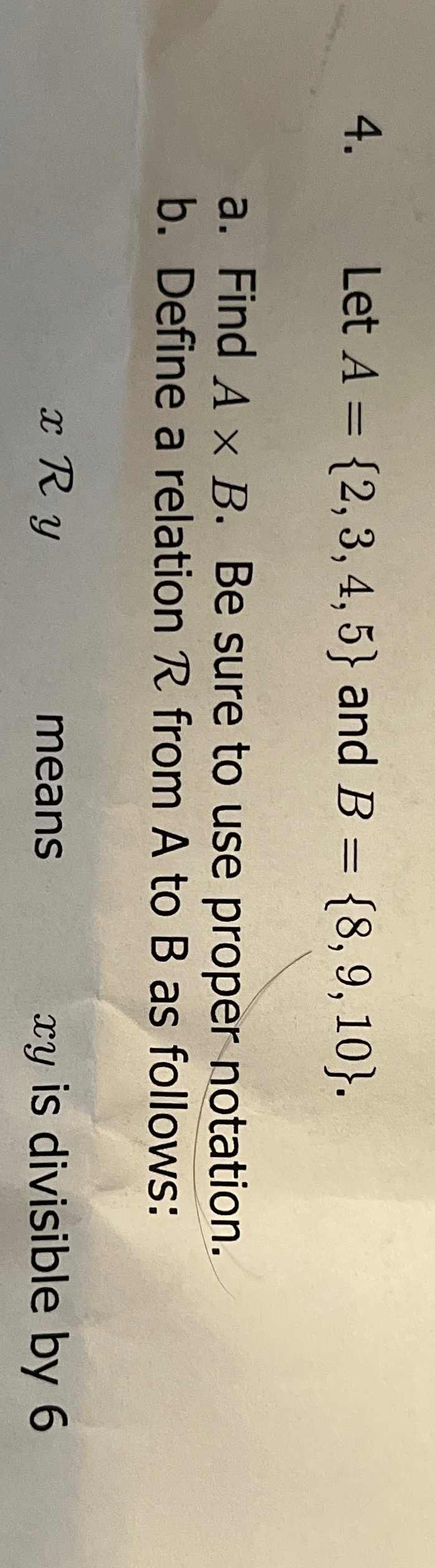 Solved Let A={2,3,4,5} ﻿and B={8,9,10}.a. ﻿Find A×B. ﻿Be | Chegg.com