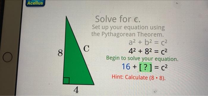 Solved Acellus Solve for e. Set up your equation using the | Chegg.com