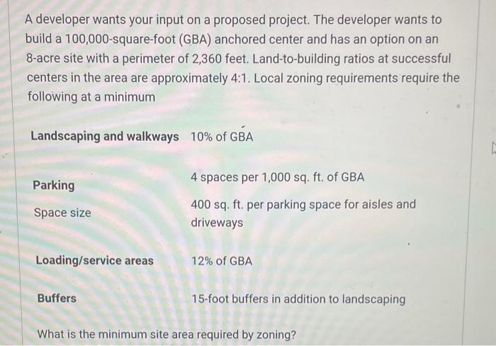 Solved A developer wants your input on a proposed project. | Chegg.com