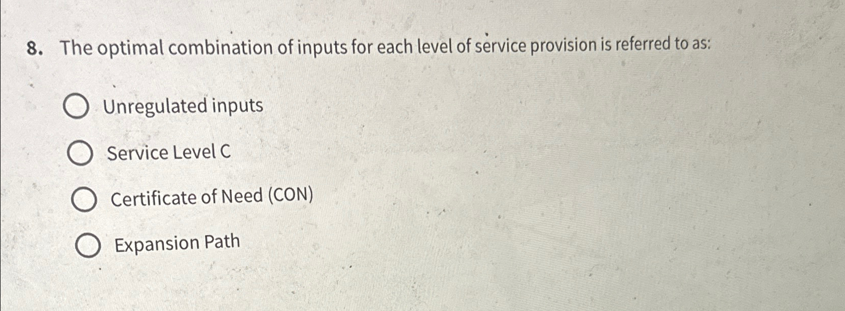 Solved The optimal combination of inputs for each level of | Chegg.com