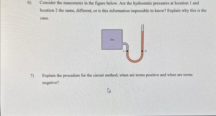 Solved Consider the manometer in the figure below. Are the | Chegg.com