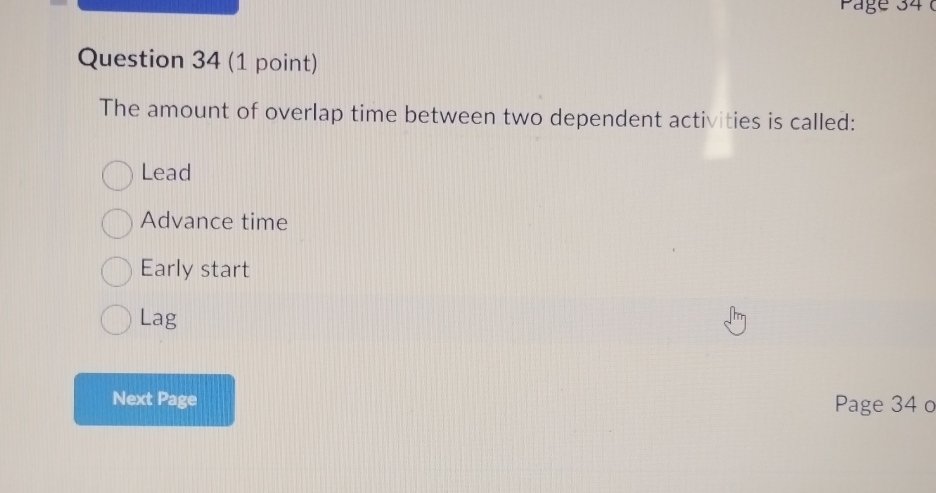Solved Question 34 (1 ﻿point)The amount of overlap time | Chegg.com