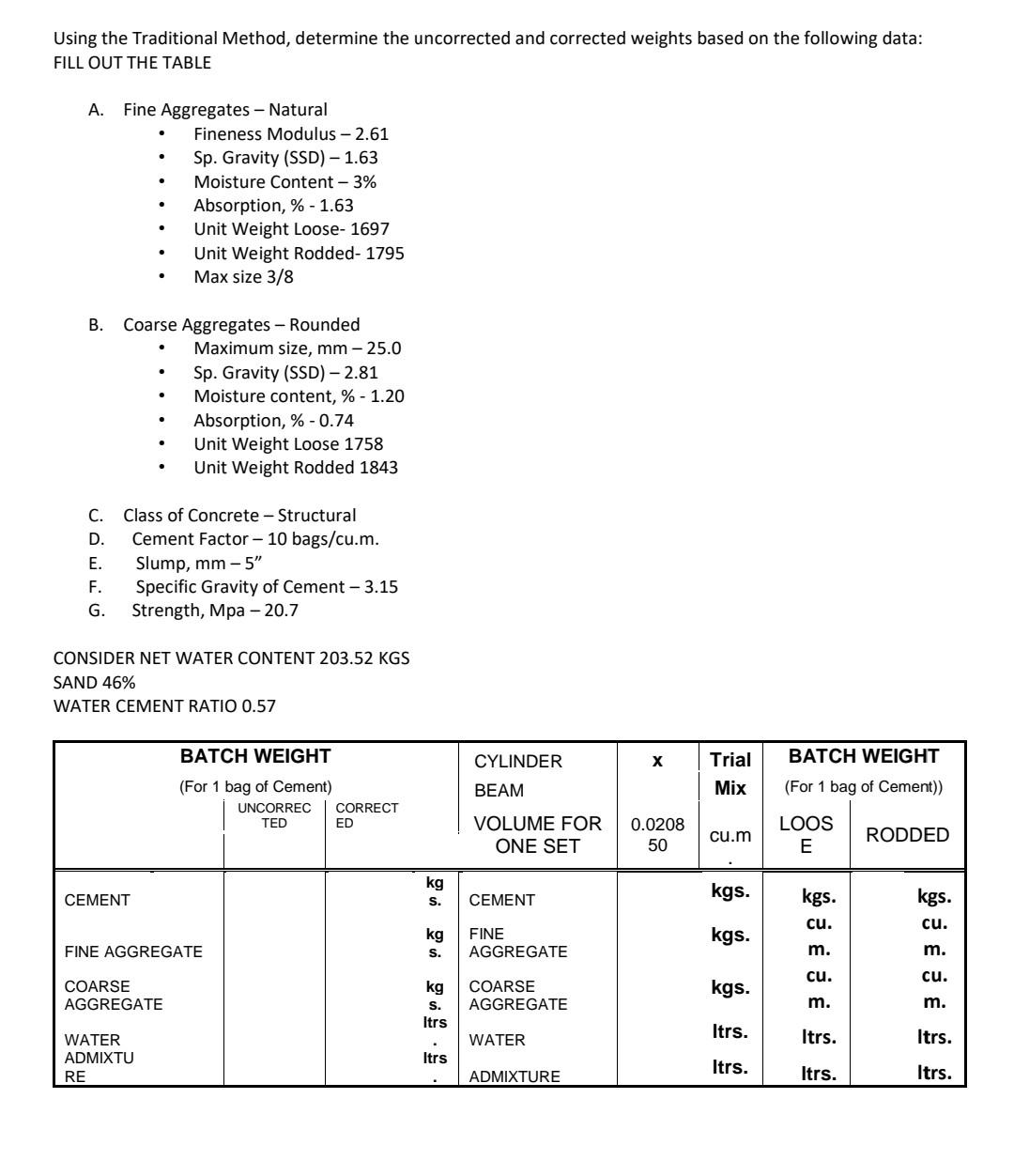 Solved Using the Traditional Method, determine the | Chegg.com
