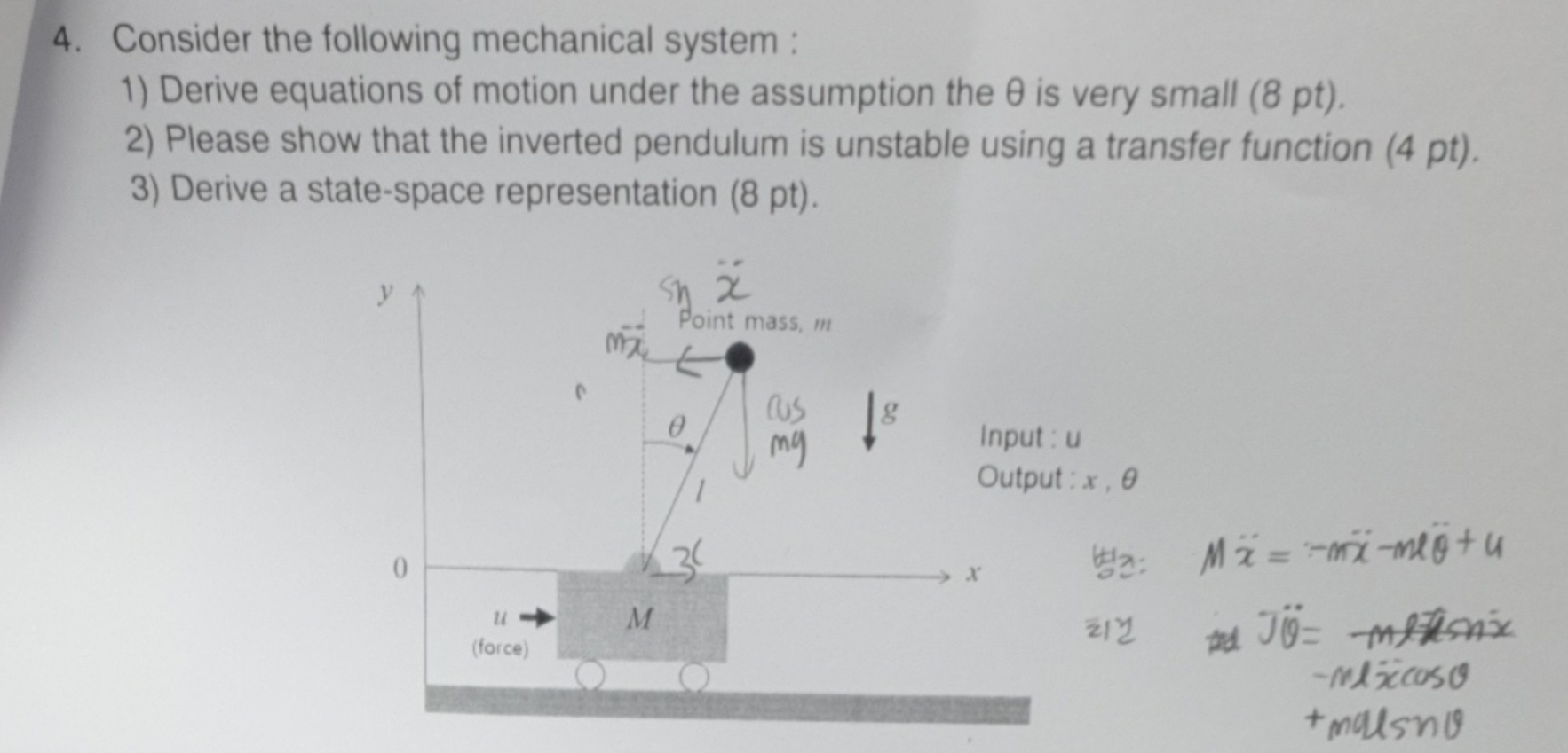 Solved Consider the following mechanical system :Derive | Chegg.com